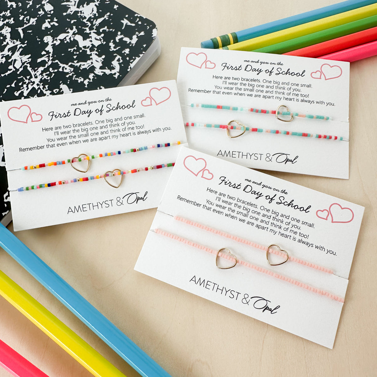 Back to School Bracelet Set– Amethyst + Opal