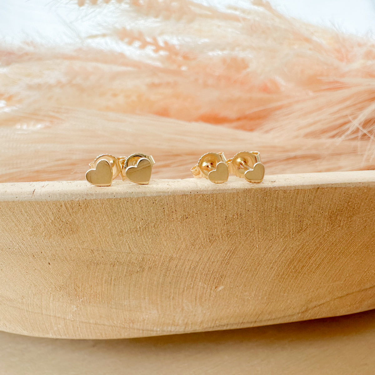 Teeny Tiny Heart Stud - Solid 14k Gold– Amethyst + Opal